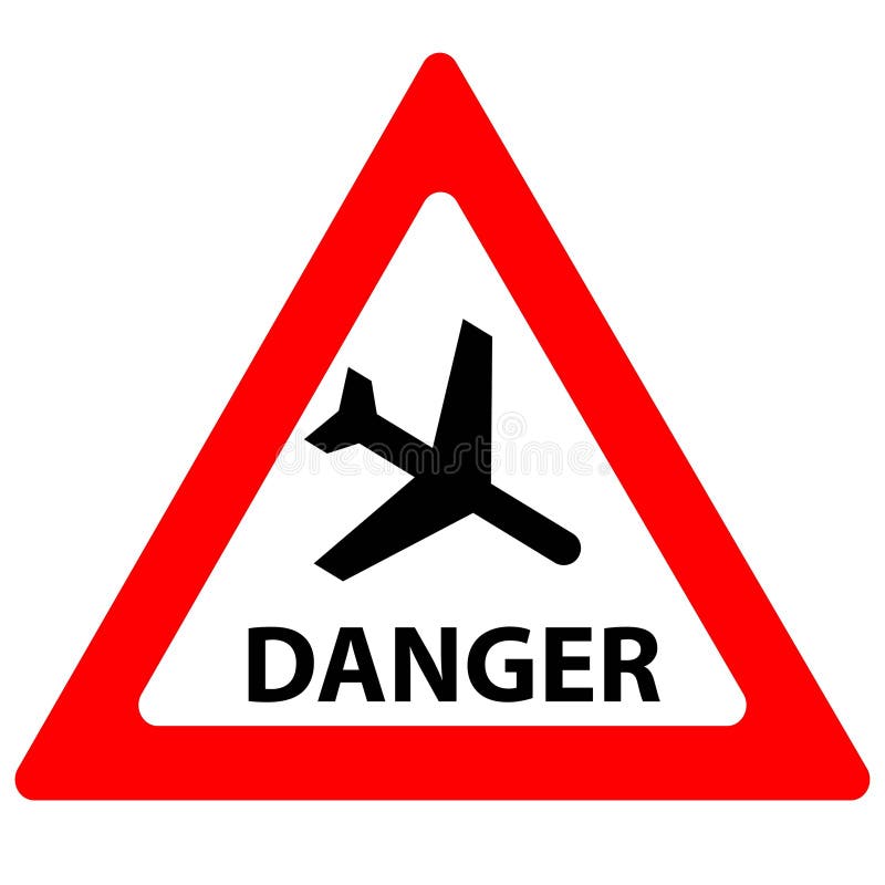 Silhouette of a Plane in Red Triangle with the Text Danger Stock Vector ...