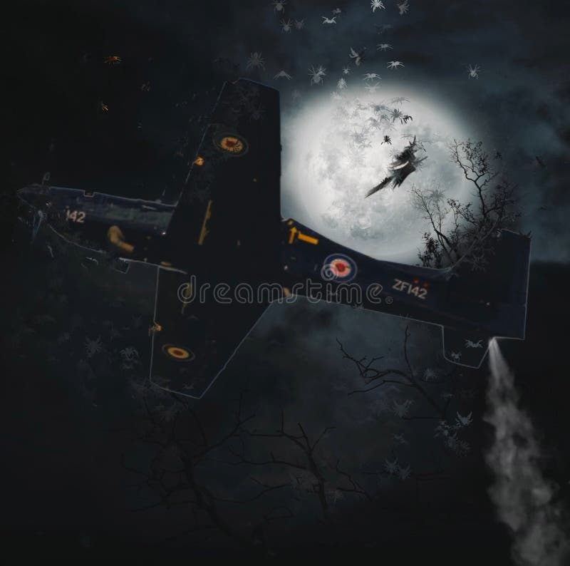 Plane in the Dark Black Clouds Stock Image - Image of dark, black ...