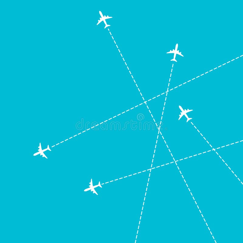 Plane with Dashed Path Lines. Airplane Flight Route Stock Vector ...