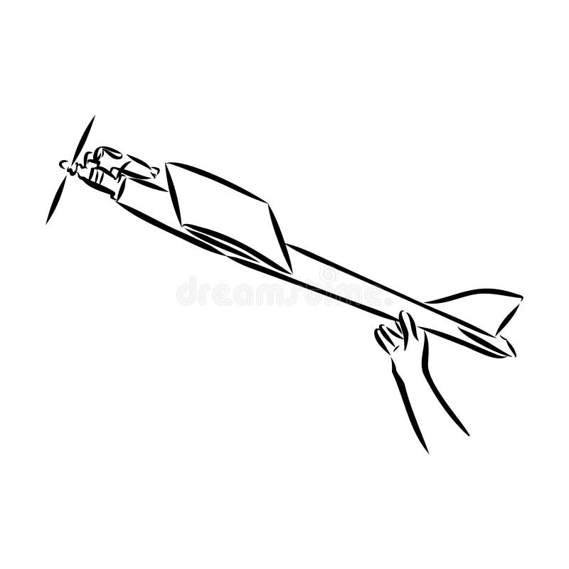 Plane Drawing on White Background, Airplane Model Sports, Vector Sketch ...