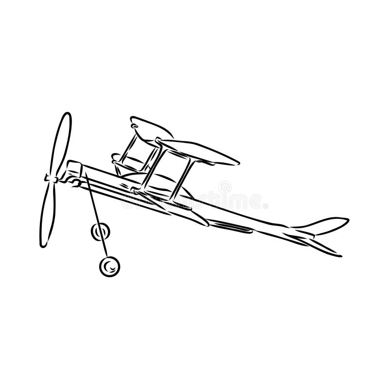Plane Drawing on White Background, Airplane Model Sports, Vector Sketch ...