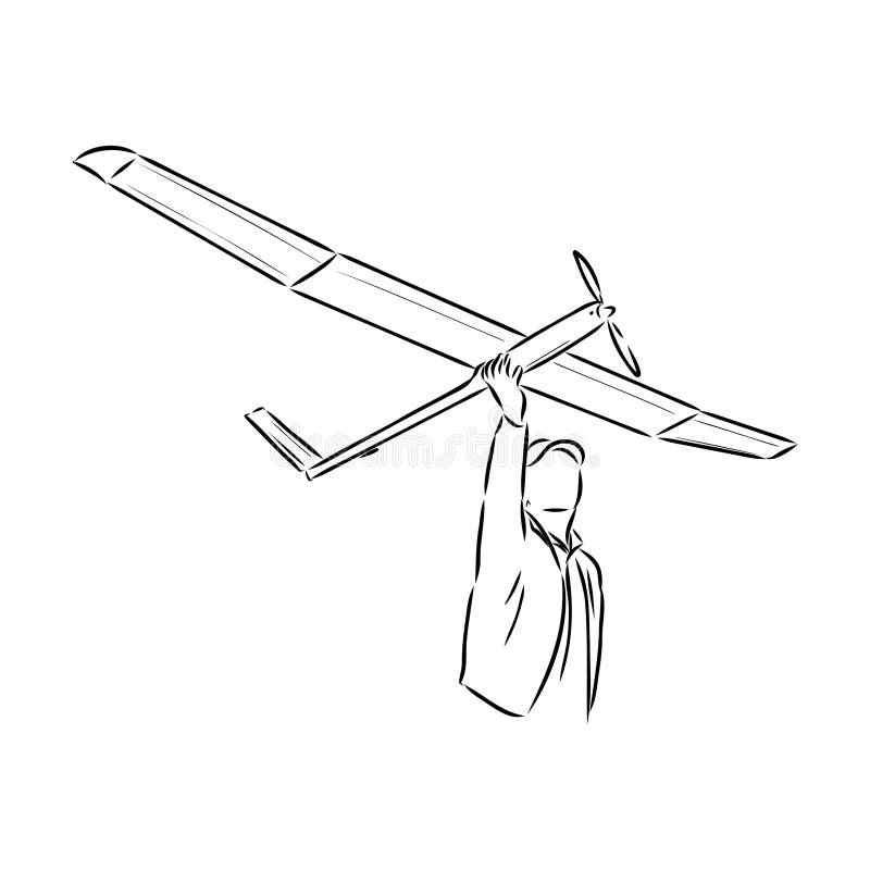 Plane Drawing on White Background, Airplane Model Sports, Vector Sketch ...