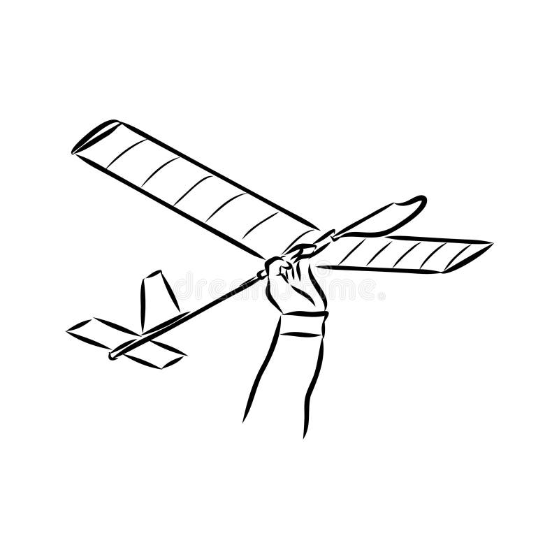 Plane Drawing on White Background, Airplane Model Sports, Vector Sketch ...