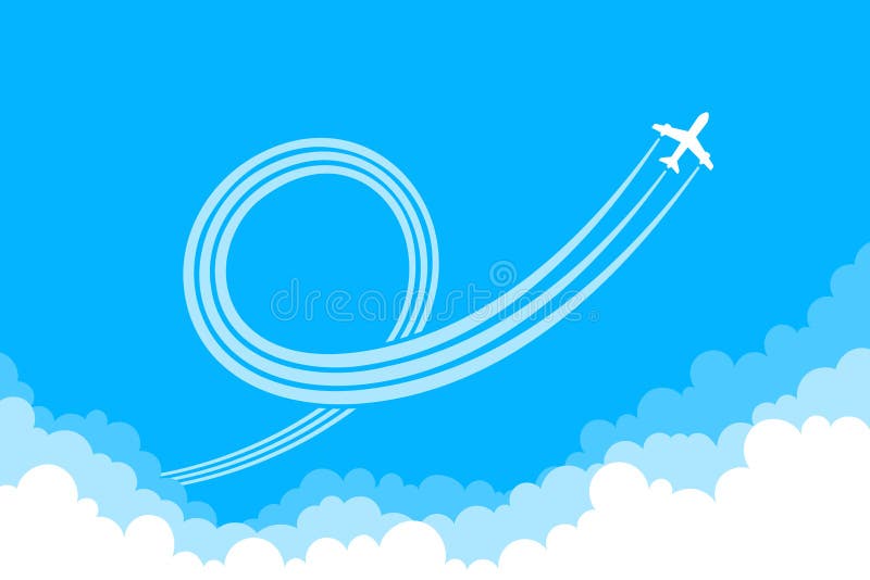 The Plane Draws a Loop Above the Clouds Stock Vector - Illustration of ...
