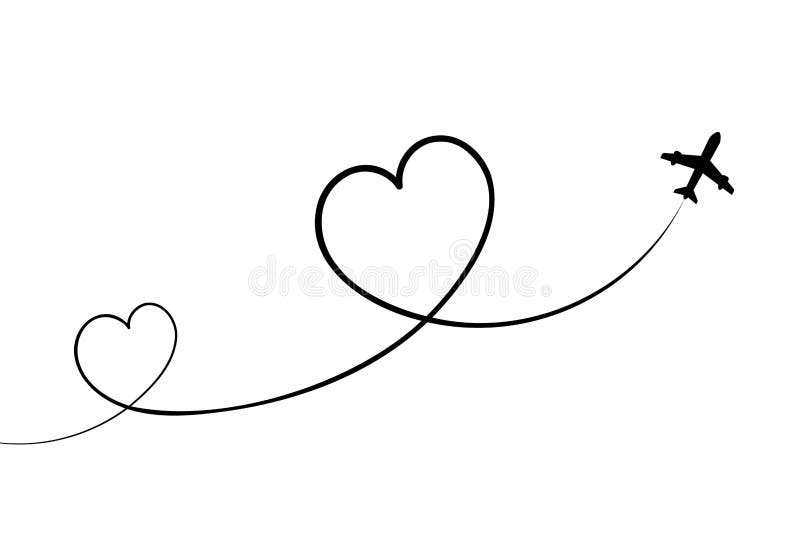 The Plane Draws a Heart in the Sky Stock Vector - Illustration of ...