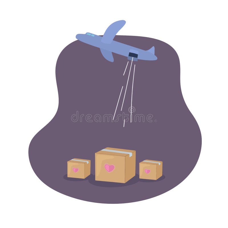 The Plane that Dropped the Cardboard Heart. Simple Vector Illustration ...