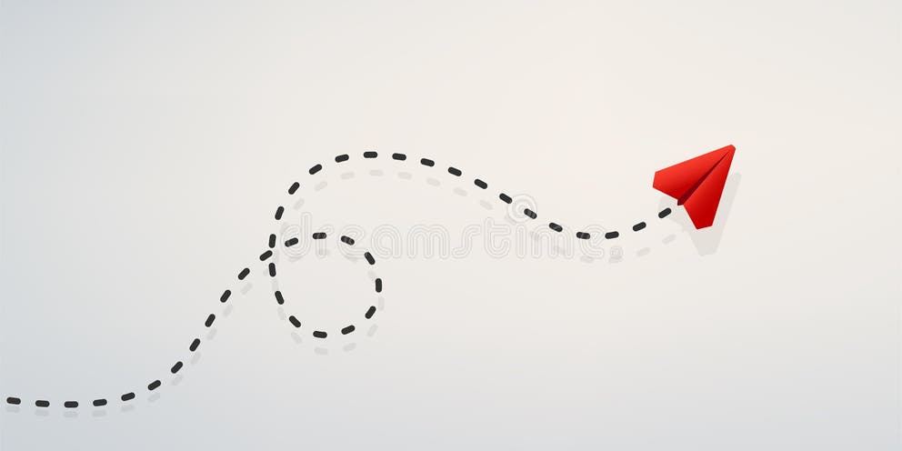 Plane with Dush Path, Jorney Flight, Curve Line and Gps Pin Stock ...