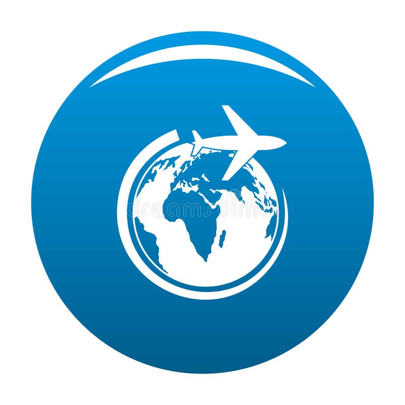 Plane on Earth Icon Blue Vector Stock Vector - Illustration of planet ...