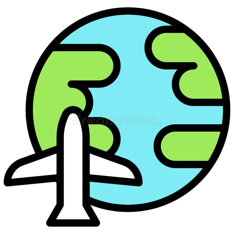 Plane and Earth Icon, Location Map and Navigation Vector Stock Vector ...