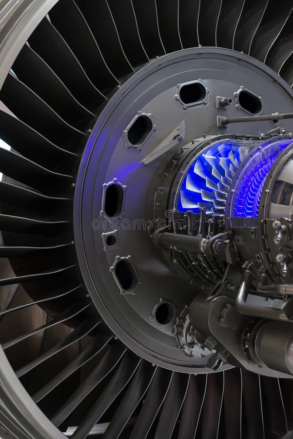 Plane Engine Element. Turbine Blades. Blue Light Stock Photo - Image of ...
