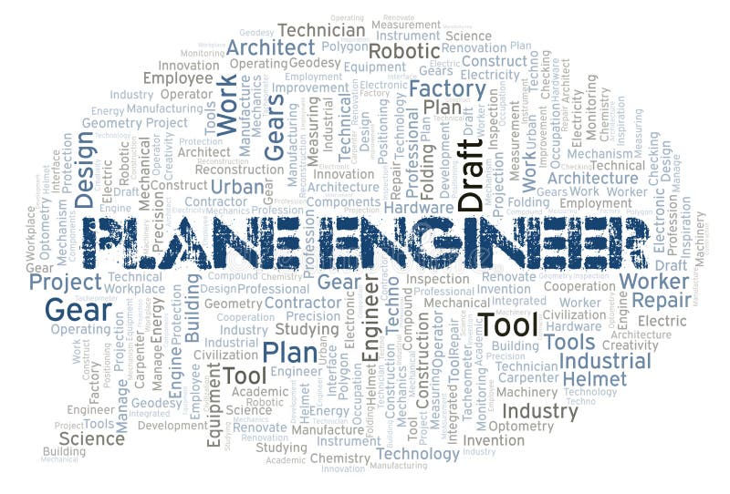 Plane Engineer Typography Word Cloud Create with the Text only Stock ...