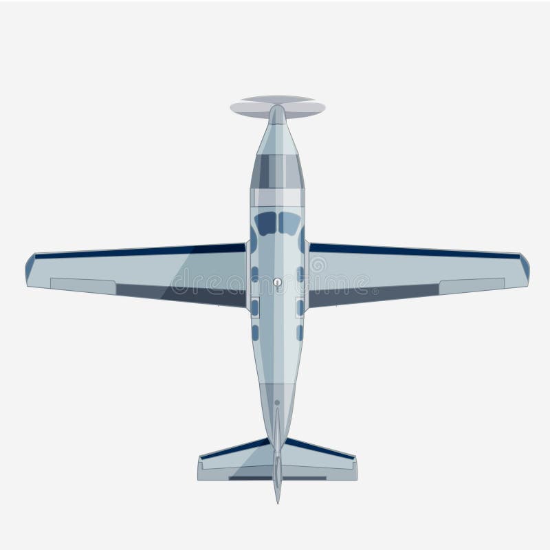 Drawing Plane In A Flat Style On A White Background. Top View, F Stock ...