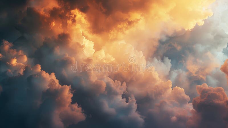 A Plane Flies in Orange and Blue Cloudy Sky Stock Photo - Image of ...