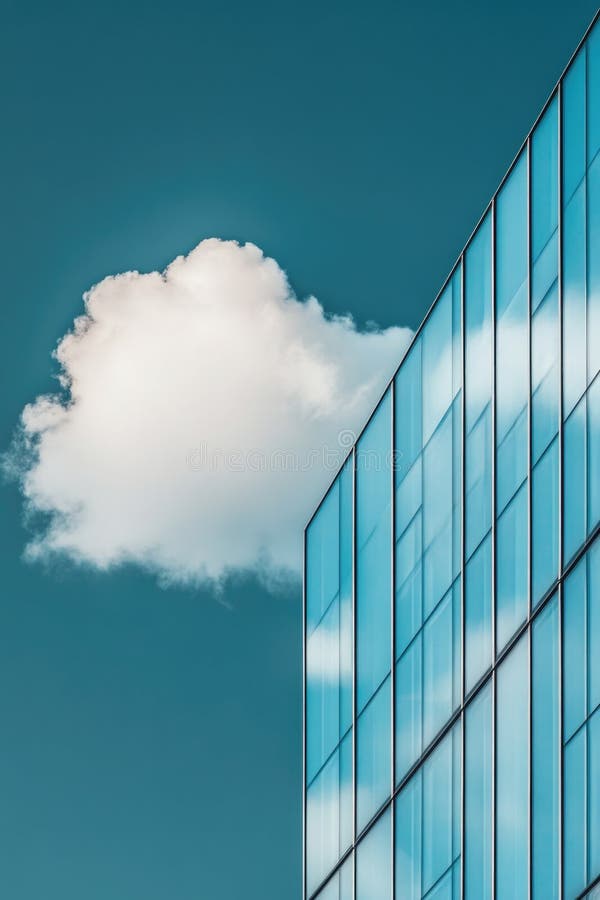 A Plane Flies Past a Building on a Cloudy Day Stock Photo - Image of ...