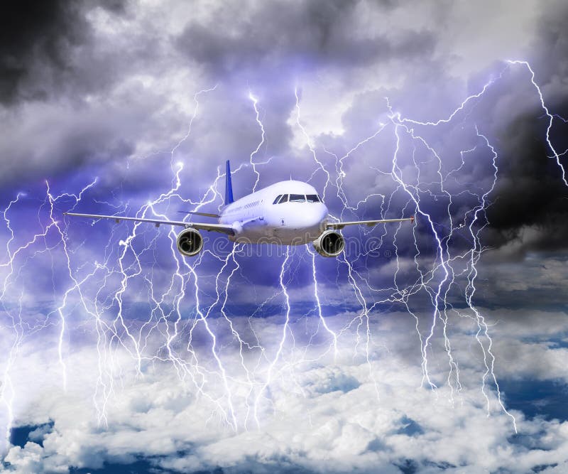 Airplane flying in storm stock image. Image of dark, weather - 13199601