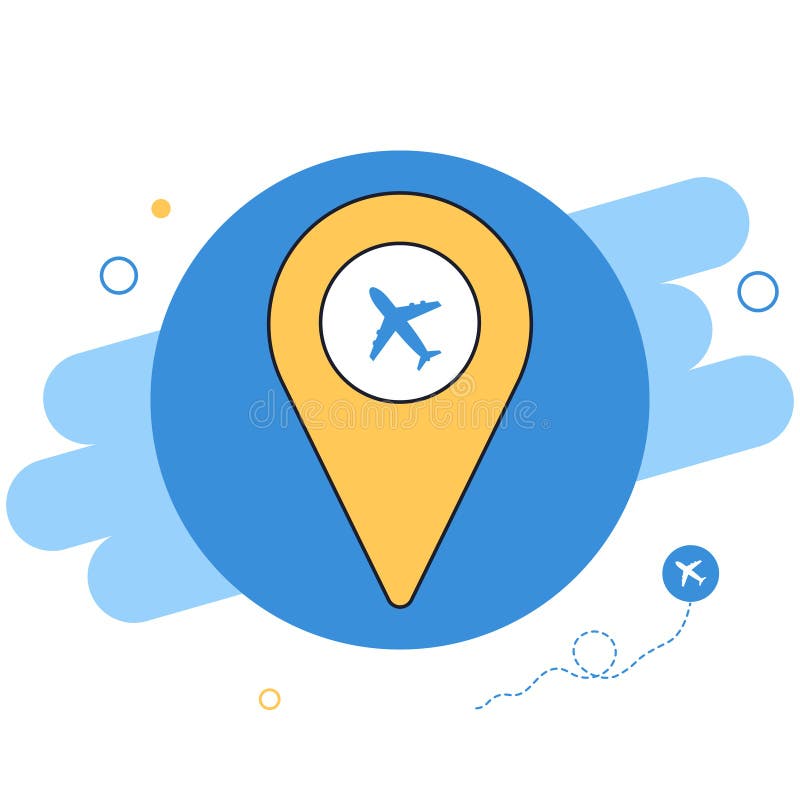 Plane, Flight, Airplane Icon. Map Marker with Plane Icon. Flat Design ...