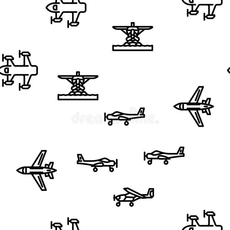 Plane Flight Travel Aircraft Vector Seamless Pattern Stock Vector ...