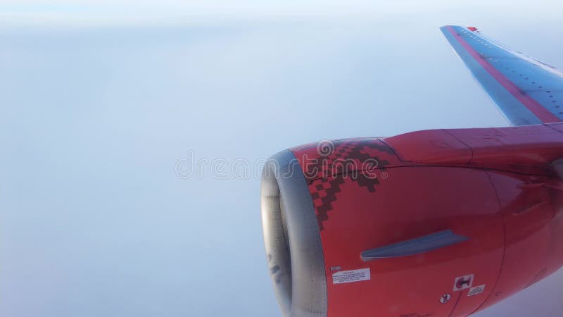 Plane Flight. View of the Wing and Turbine of the Aircraft Stock ...