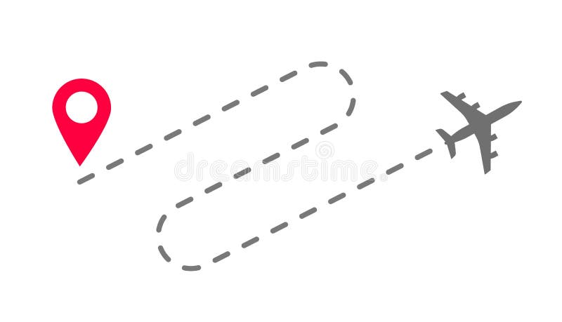 Plane Flight Way Path Trace or Track Airplane Route Destination Vector ...
