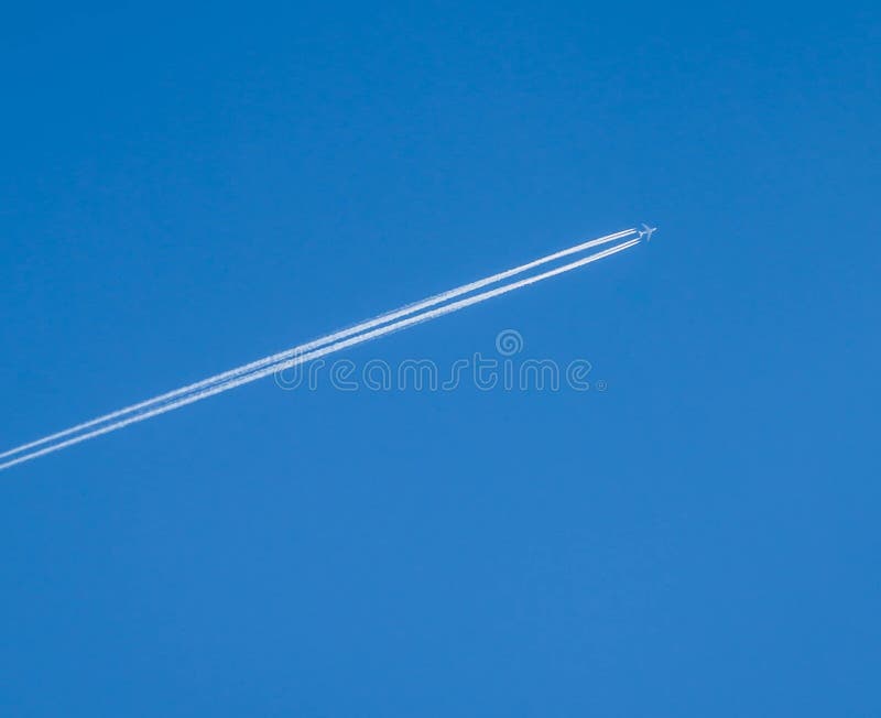 The Plane Fly High in the Blue Sky Stock Image - Image of flight ...