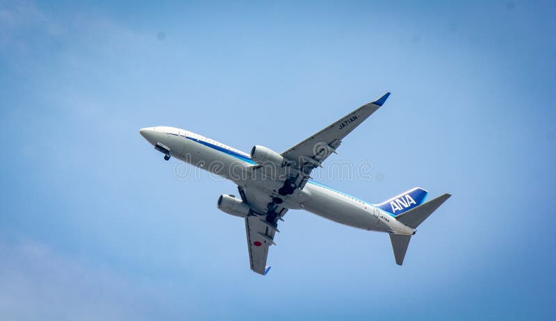 Plane Fly High Under Blue Sky Editorial Image - Image of high, plane ...