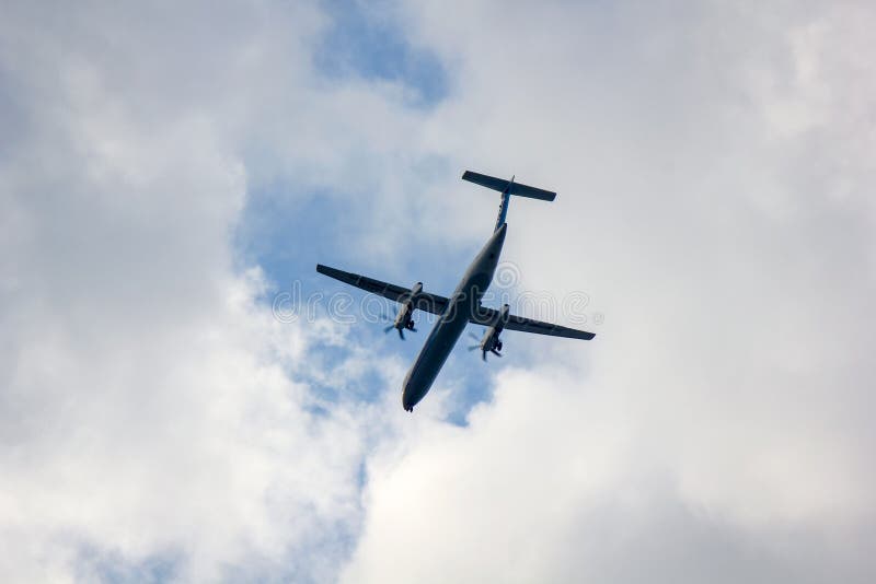 Plane Fly High Under Blue Sky Stock Image - Image of high, plane: 151913725