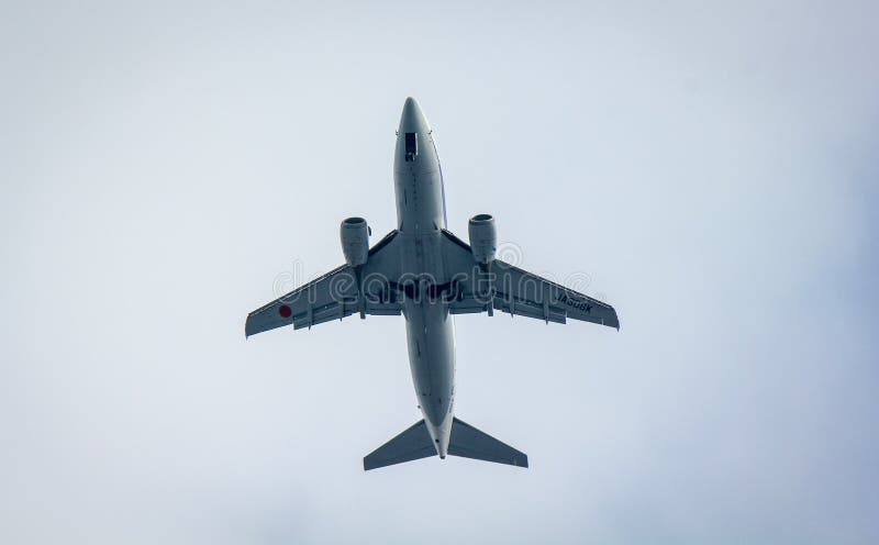 Plane Fly High Under Blue Sky Editorial Photography - Image of plane ...