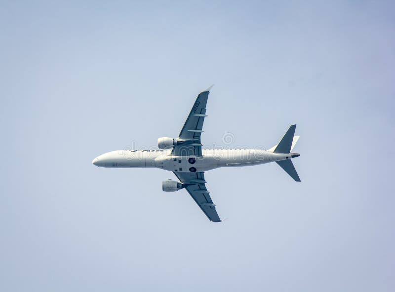 Plane Fly High Under Blue Sky Editorial Image - Image of high, plane ...