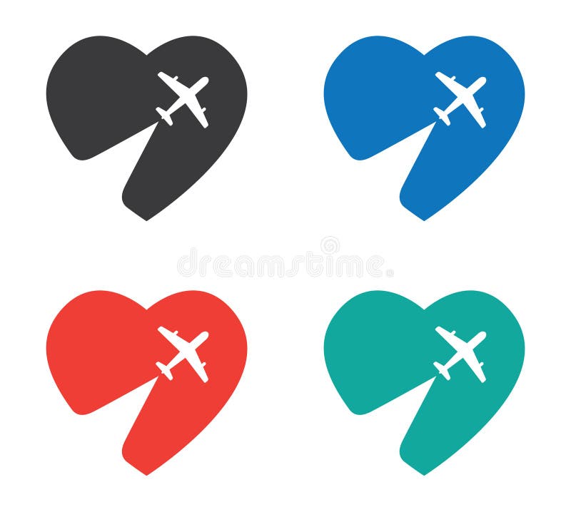 Plane fly inside heart stock vector. Illustration of banner - 330521771