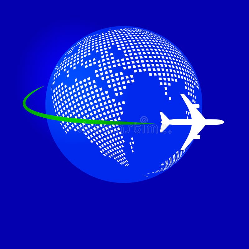 Plane Fly Over Earth Dot Map Stock Vector - Illustration of silhouette ...