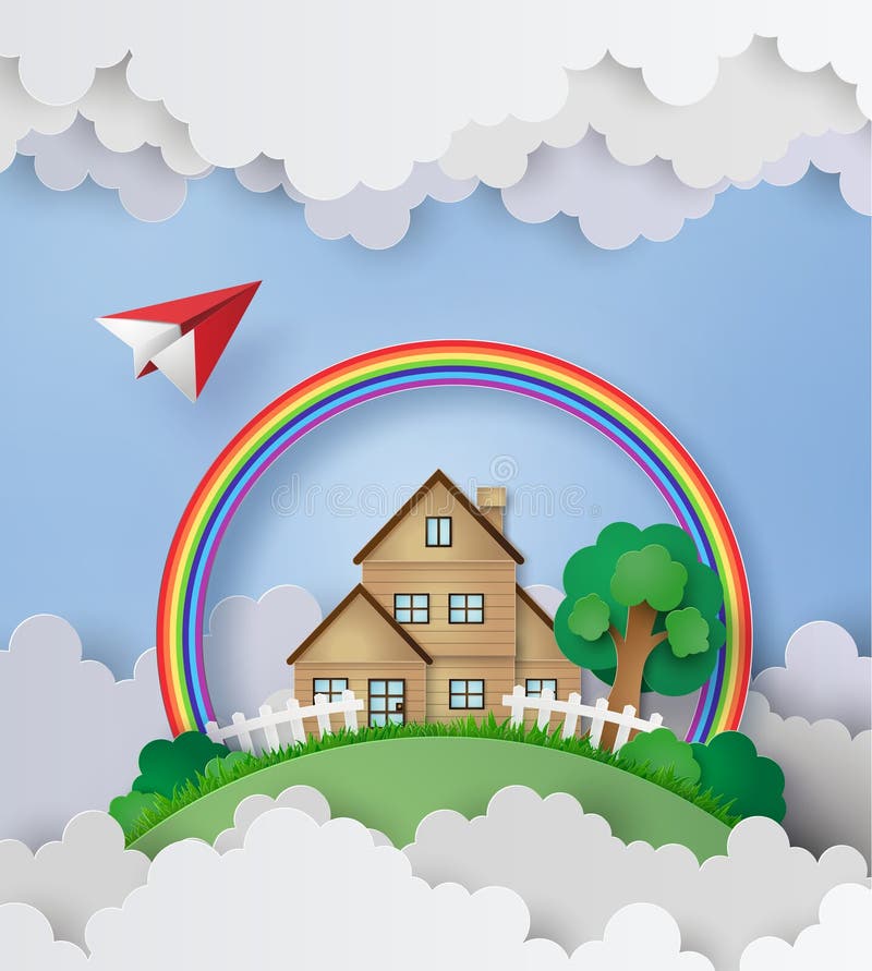 Airplane Over House Stock Illustrations – 250 Airplane Over House Stock ...