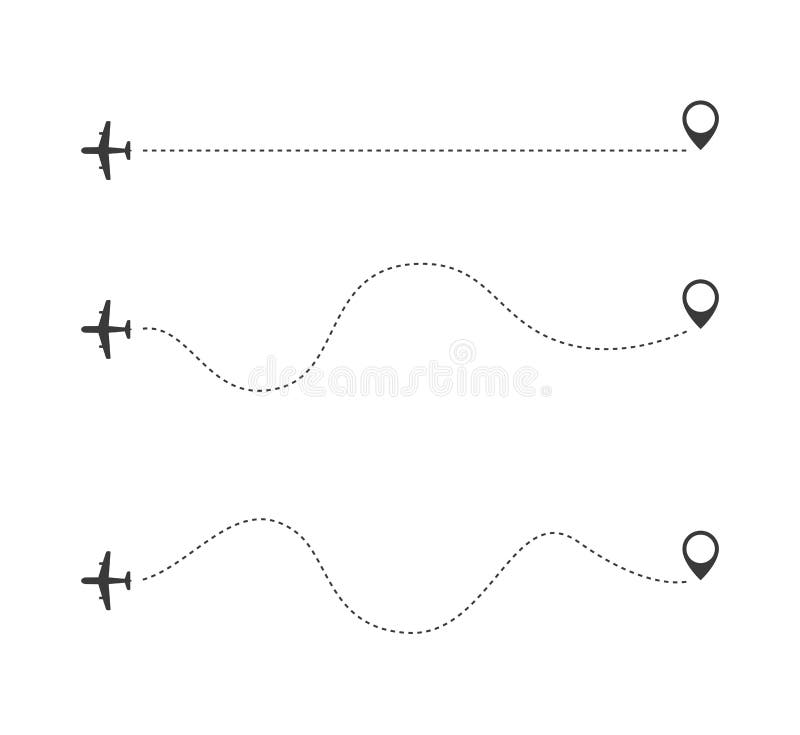 Plane Fly from Pin Map Icon with Path Stock Vector - Illustration of ...