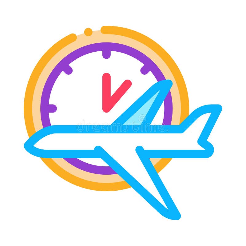 Plane Fly Time or Lateness Icon Thin Line Vector Stock Vector ...