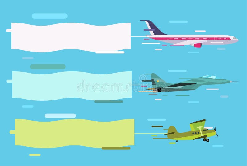 Plane Flying with Advertising Banners Stock Vector - Illustration of ...