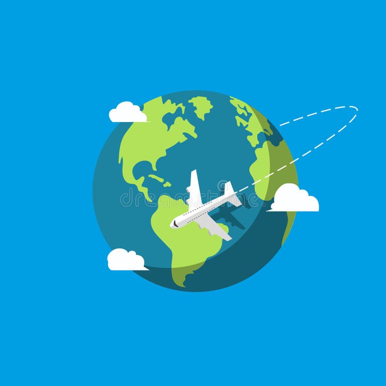 Cartoon Airplane Flying Around World Stock Illustrations – 251 Cartoon ...