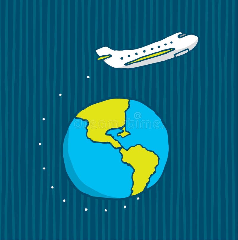 Plane Flying Around the World Stock Illustration - Illustration of ...