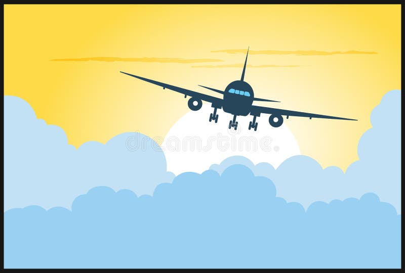Plane flying in clouds stock vector. Illustration of presented - 57729038