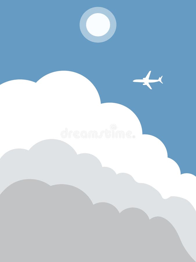 Plane flying in the clouds stock illustration. Illustration of flight ...