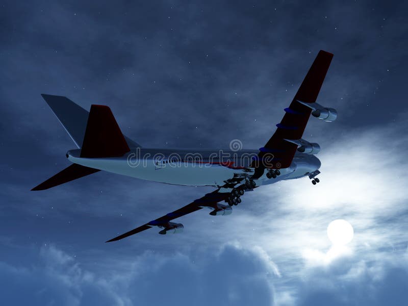 Plane Flying At Night 1 Picture. Image: 3886871