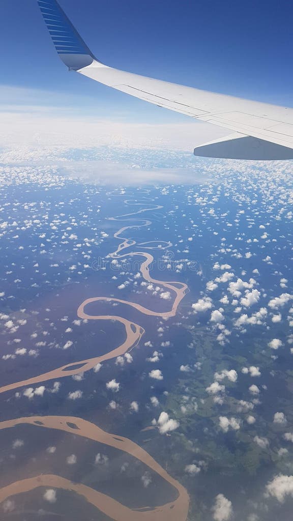 Plane Flying Over the Amazonas River Stock Photo - Image of plane ...