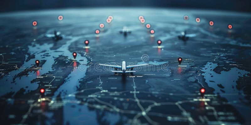 A Plane Flying Over a Map of the World, Suitable for Travel Concepts ...