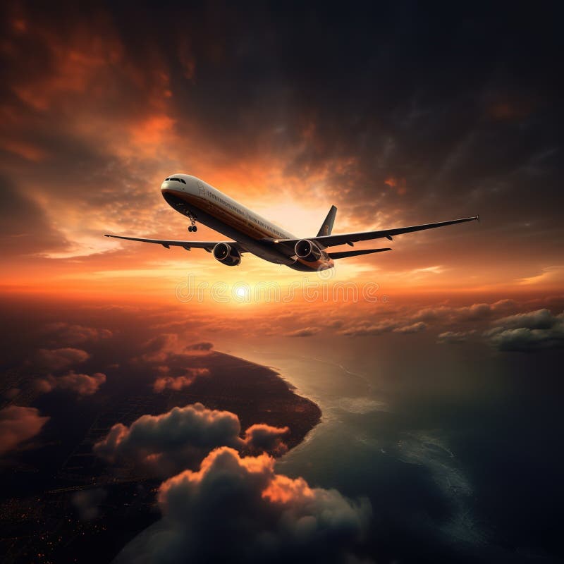 A Plane Flying through a Scary Cloud at the Darkest Hour Stock ...