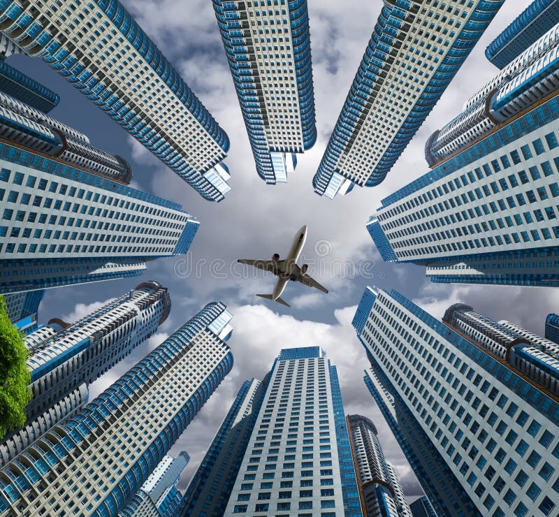 Plane Encircled by Buildings Stock Image - Image of building, foreign ...