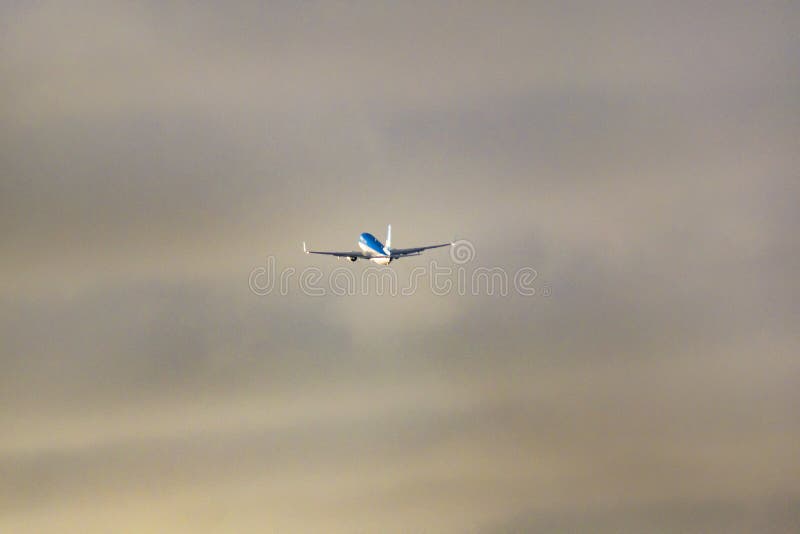 Plane Flying at Sky stock photo. Image of business, transportation ...