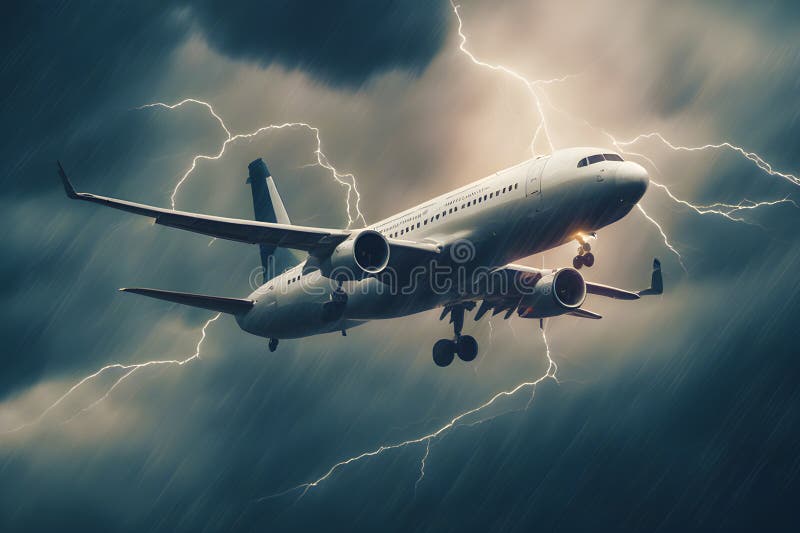 A Plane Flying in Storm Image 80k Camera Quality and Lightning Clouds ...