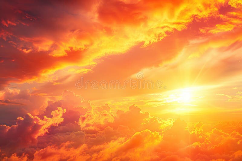 A Plane Flying in the Sunset Sky with the Sun S Rays Casting a Warm ...