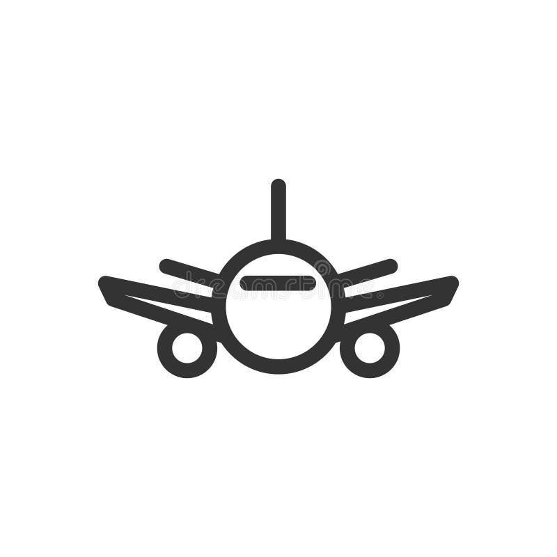 Plane Front View Vector Outline Style Icon Stock Vector - Illustration ...