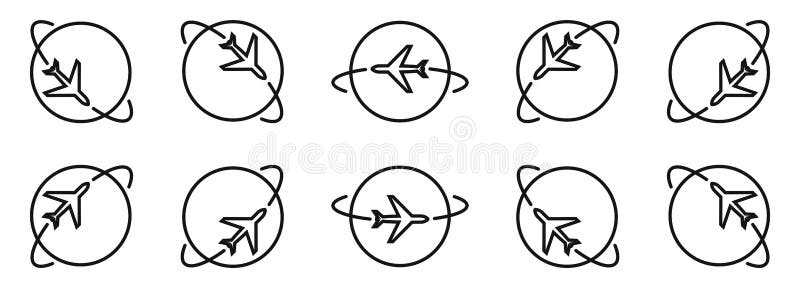 Plane and Globe. Plane Flying Around World Globe Icons. World Globe ...