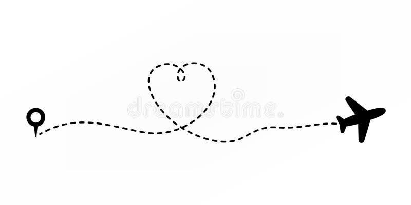 Plane and Heart Shape Path Illustration Stock Vector - Illustration of ...