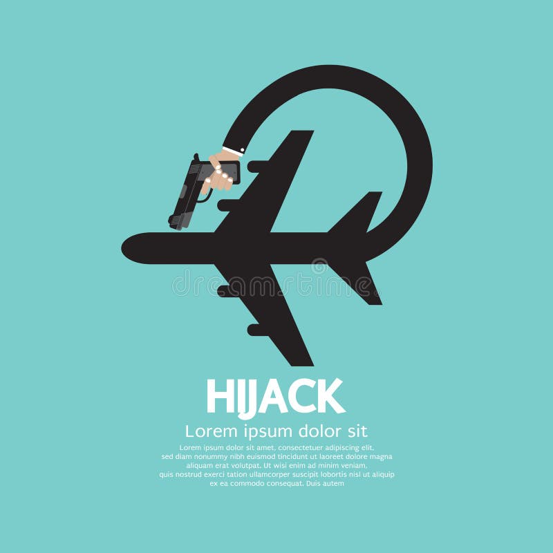 Plane Hijack Hijacking Illustration with Gun Pistols Stock Vector ...
